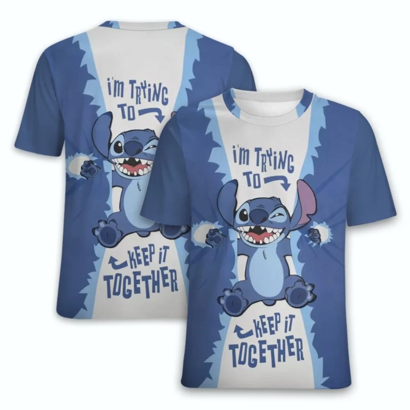 Disney T-shirt Stitch Cartoon Animation 3D Printed Casual Fashion Tops ...