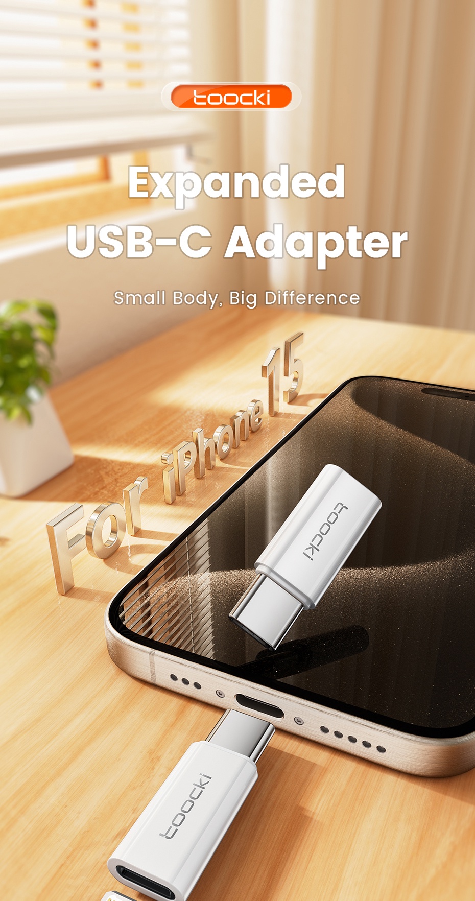 Toocki OTG USB C To 10S Adapter USB2.0 Data Transmission Type-C Male To ...