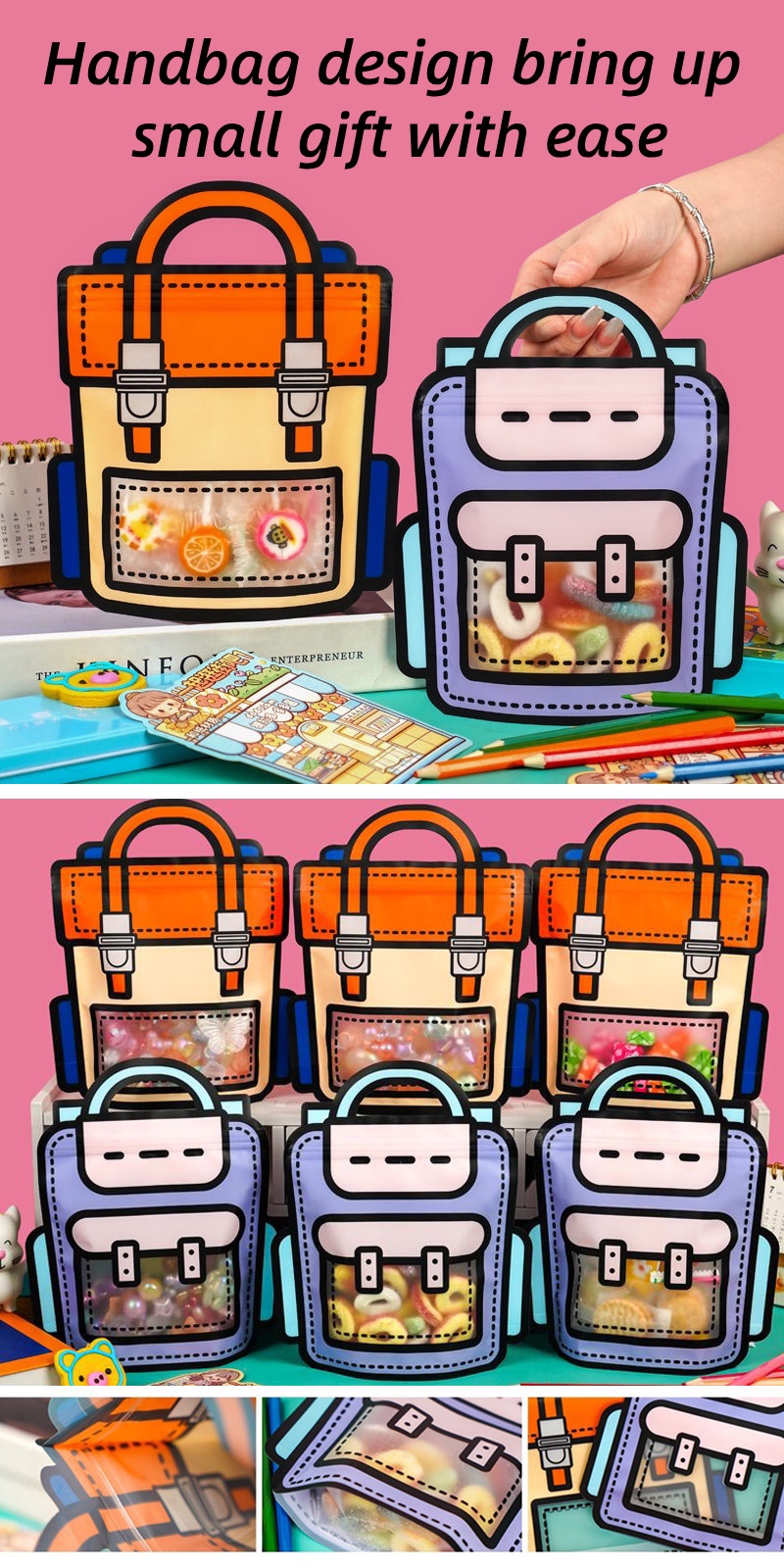 Backpack Shaped Handheld Candy Bag / Self Sealing Bag for Chocolate ...