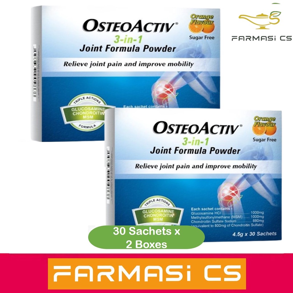 Osteoactiv 3-in-1 Joint Formula Powder Sugar Free 30 Sachets x 2 Boxes ...