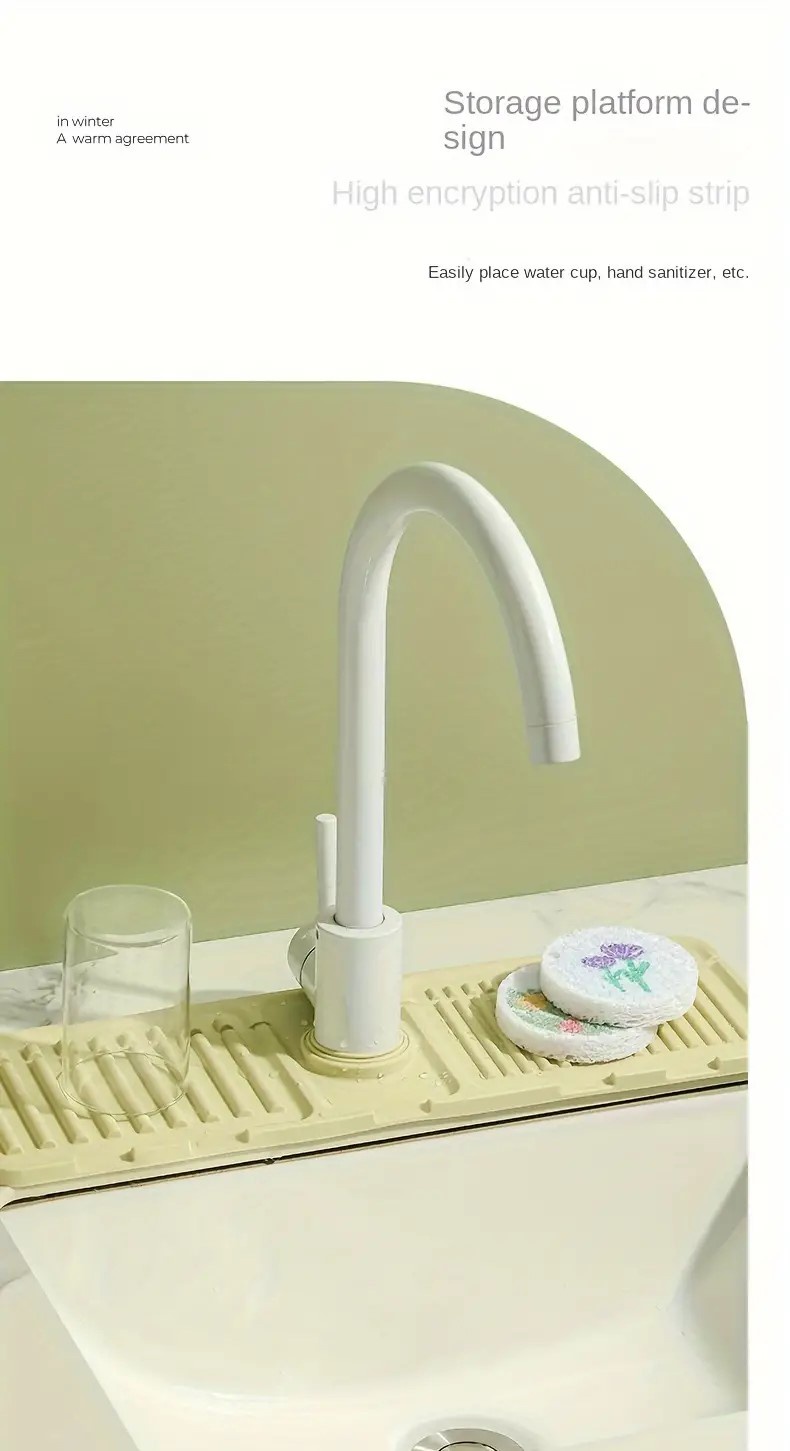 Silicone Faucet Pad Reusable Drying Mat Dish Sponge Drying Mat Draining ...
