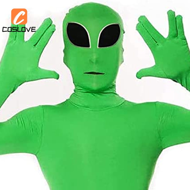 Green Color Alien Jumpsuit Suit for Kids Zentai Cosplay Full Set ...