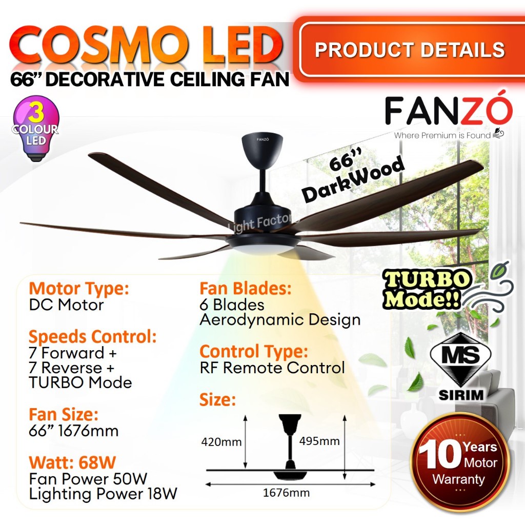 🔥NEW🔥FANZO COSMO LED 66'' 6 Blades 14 Speeds + TURBO with Remote ...