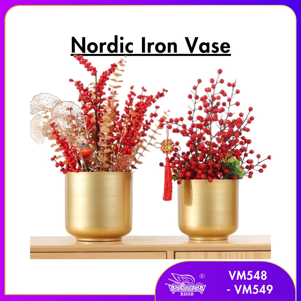 NORDIC IRON VASE / METAL VASE / MODERN FLOWER POT / GOLD VASE / PASU ...