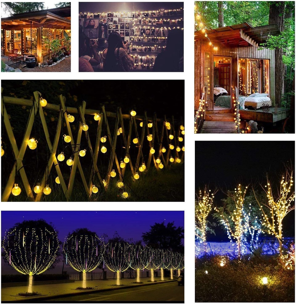 Lights String Outdoor Waterproof LED Christmas Solar Power Crystal ball ...