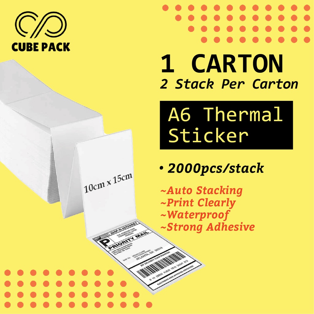 1 Carton 2000pcs King Thermal Sticker A6 Paper Roll Fold Stack Airway ...