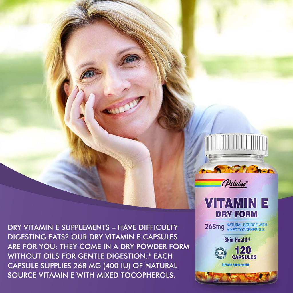 Pslalae Vitamin E (268mg), Dry Form - Natural Source, Mixed Tocopherols ...