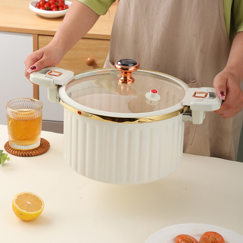10L Enamel Micro Pressure Cooker Multifunction Meat Stewing Frying ...