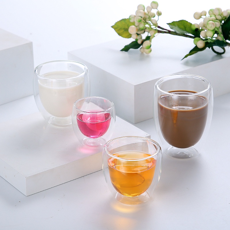 BC Double Wall Glass Cup Coffee Mug Heat Resistant Tea Milk Cup with ...