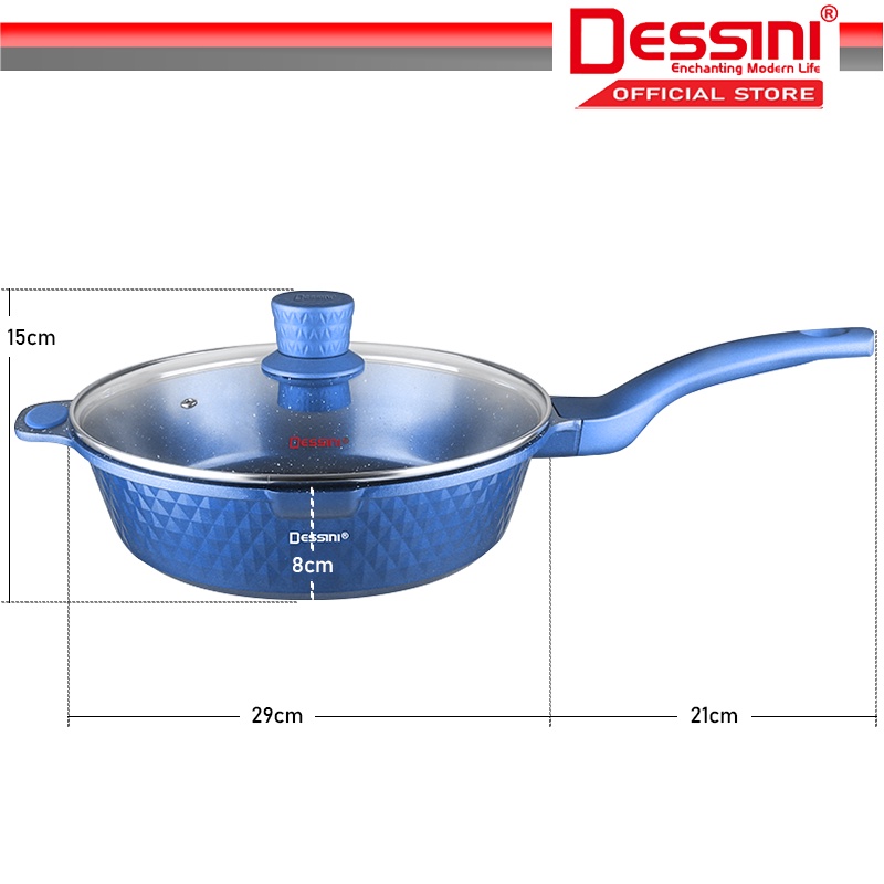 DESSINI ITALY 28CM Rhombus Frying Pan Die Cast Aluminium Non Stick Pot ...
