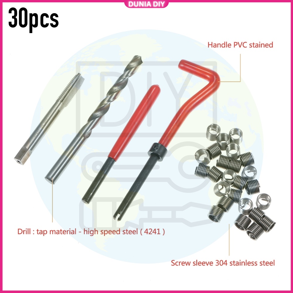 30pcs Thread Repair Kit Helicoil M5 M6 M8 M10 M12 M14 Steel Metric Thread Coil Repair Coarse ...