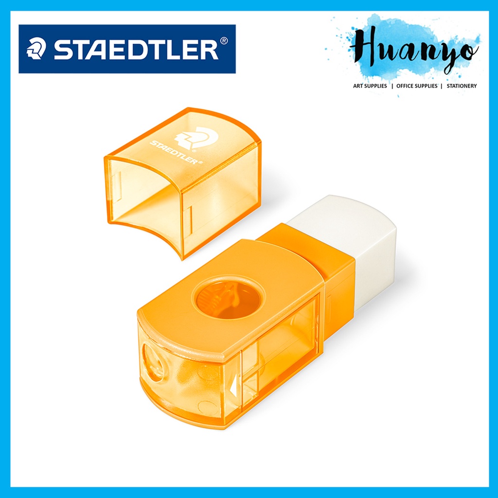 Staedtler Pencil Sharpener With Eraser (2 in 1) (Yellow/Orange/Green ...