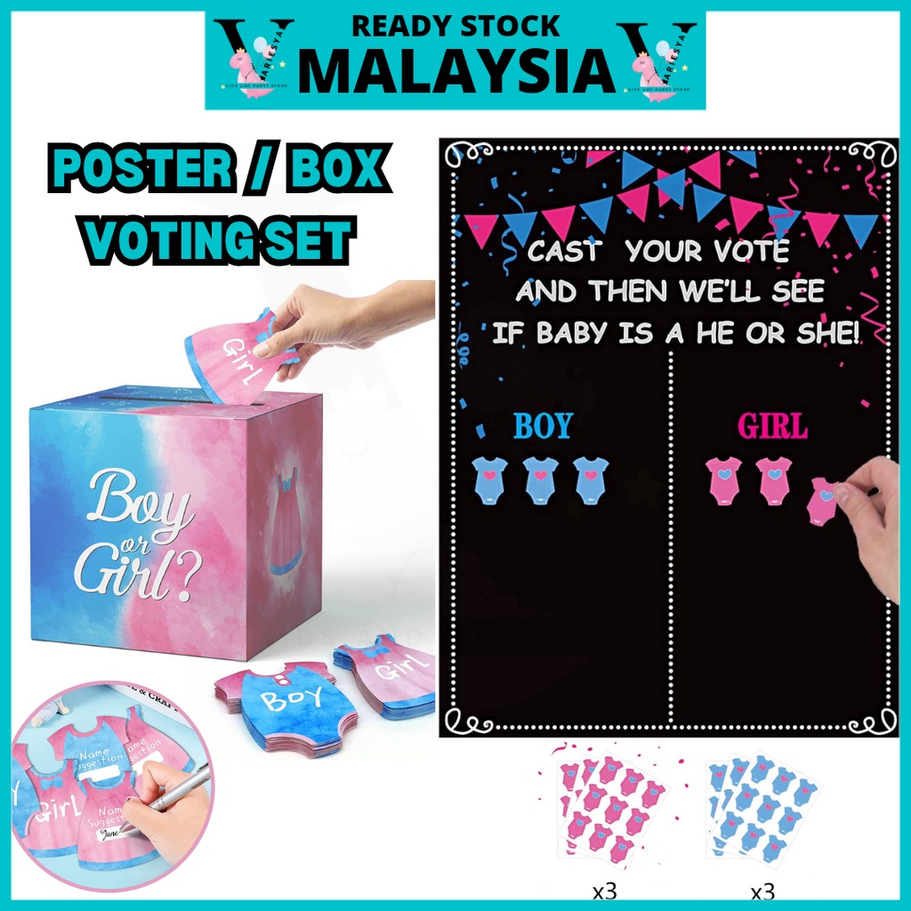1 Set Gender Reveal Poster vote / Box vote He Or She Voting Poster ...