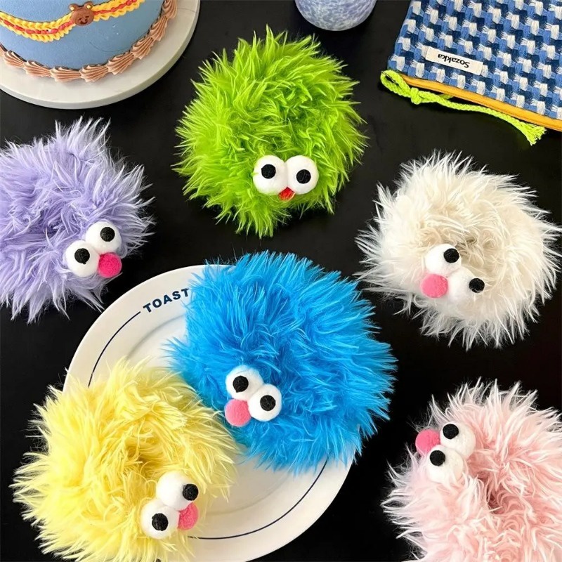 Women Korean Cartoon Big Eyes Monster Hair Rope / Funny Ugly Doll Plush ...