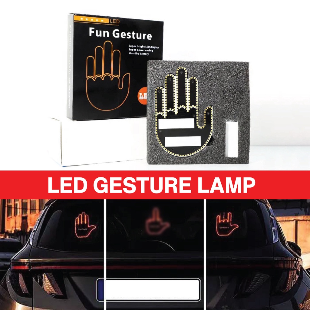 Car LED Gesture Lamp Remote Middle Finger Road Rage Gesture Light Hand ...