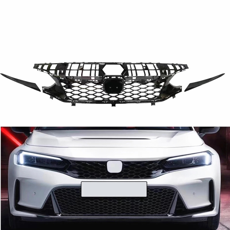 Type R Style Front Grille Racing Grill Mesh Grid Upper Bumper Hood ...