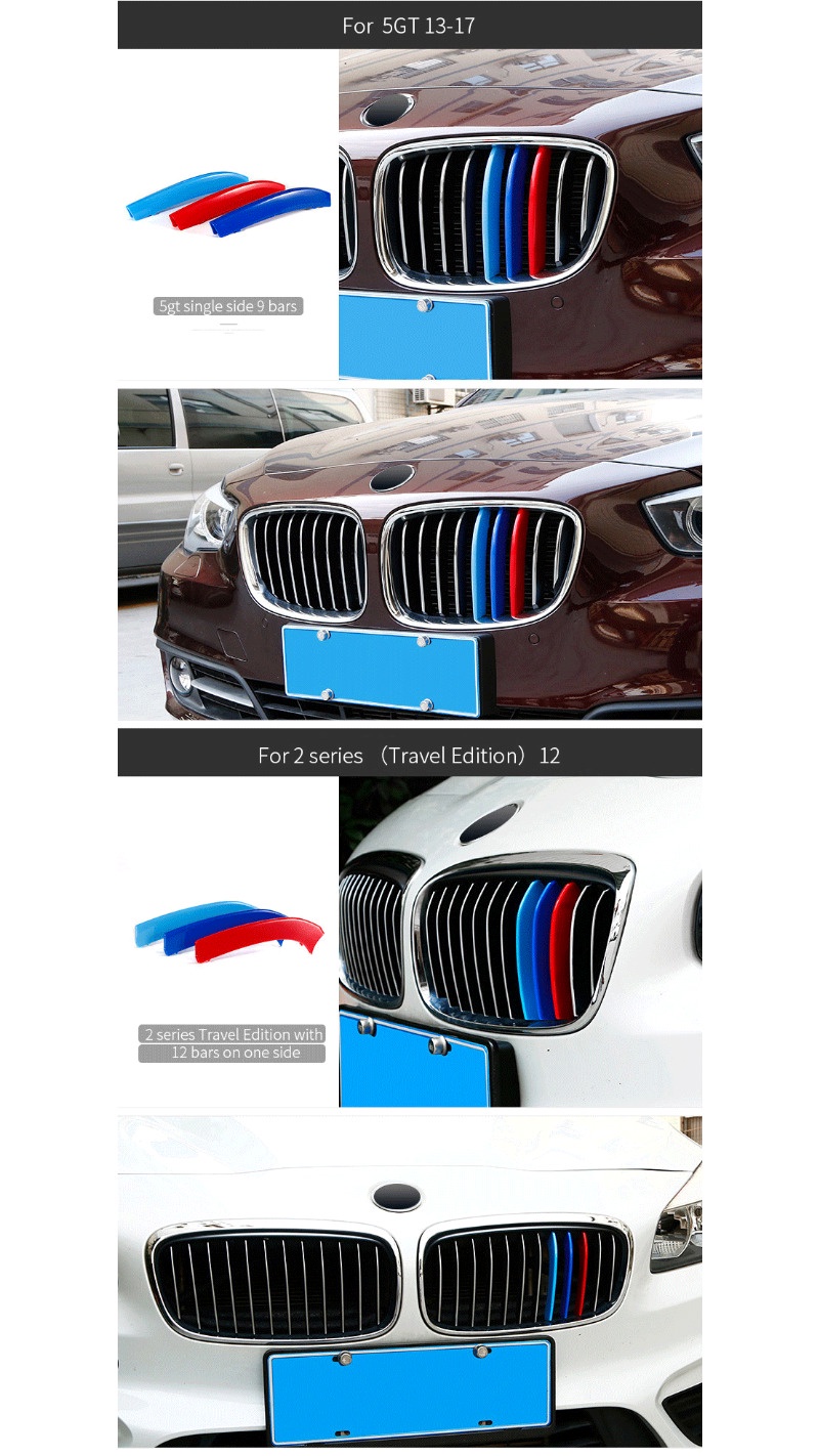 Front Grille Trim Strips For BMW E46 E90 E60 E39 E36 F30 F10 F20 X5 E70 E53 G30 E91 E92 E93 E87 ...