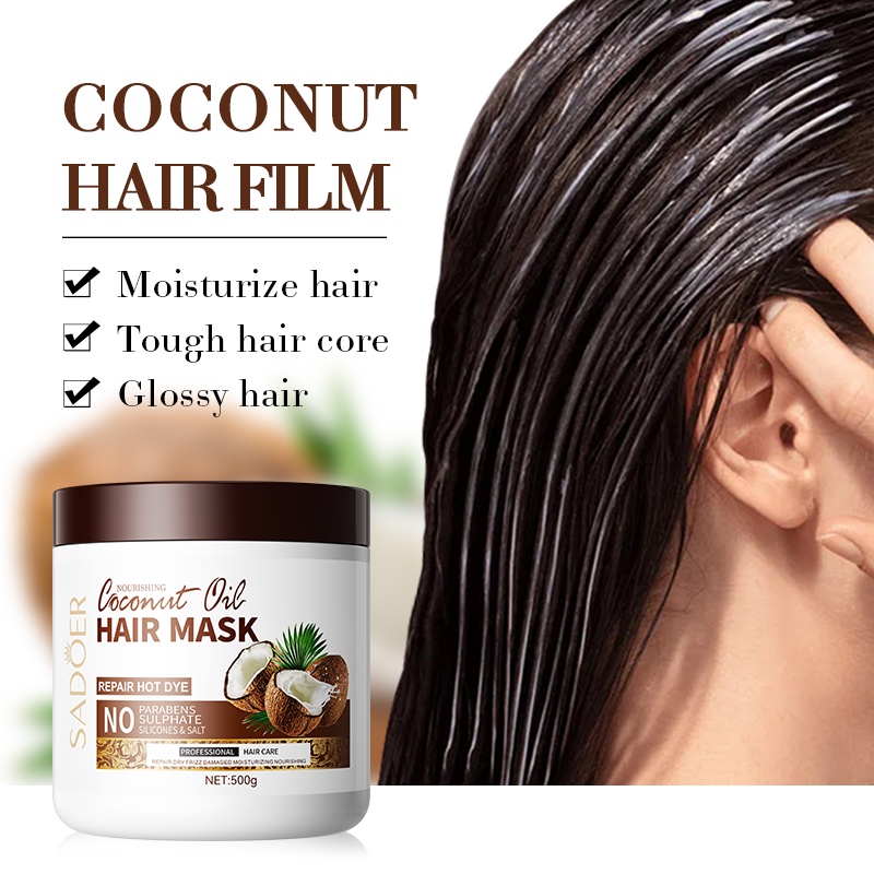 ROREC SADOER Nourishing Coconut Oil Hair Mask Improve Frizz Smooth Hair Repair Hair Mask 500g ...