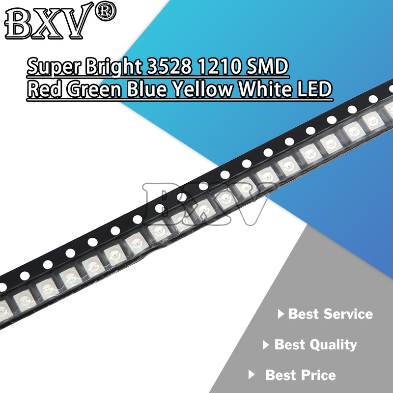 100PCS Super Bright 3528 1210 SMD LED Red Green Blue Yellow White UV ...