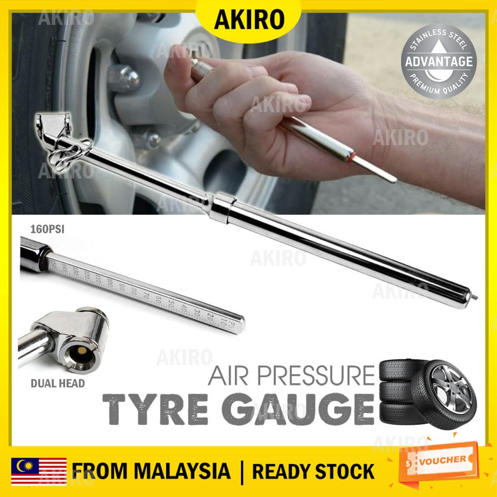 AKIRO Stainless Steel Car Tire Pressure Gauge Tyre Pressure Pen Check ...