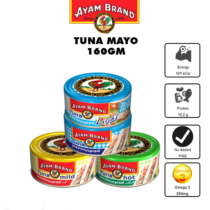 Ayam Brand Tuna Mayonnaise 160g Natural/Mild/Hot & Spicy/ Light Halal ...