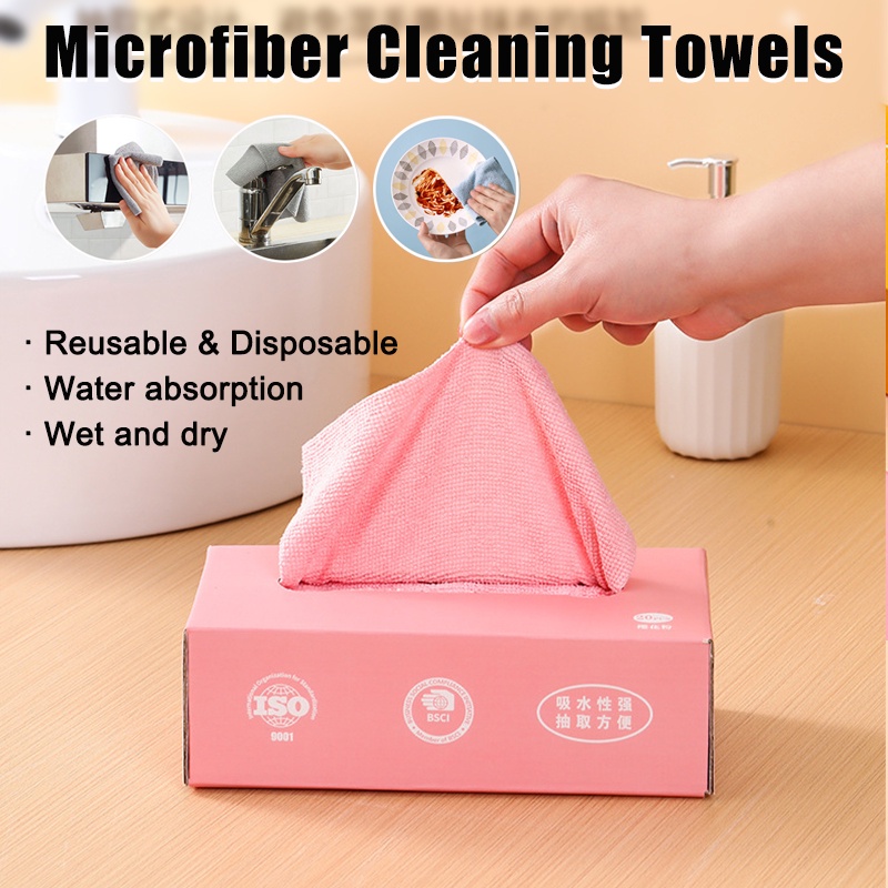 Kitchen Dish Towel Disposable Microfiber Absorbent Lazy Rag Household ...
