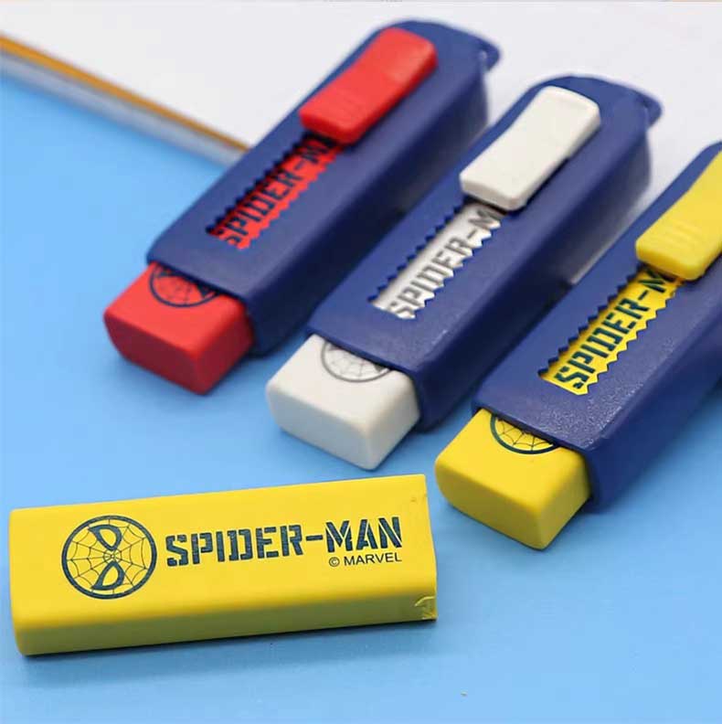 Disney Push-Pull Spiderman Pencil Erasers Cartoon Portable Rubber ...