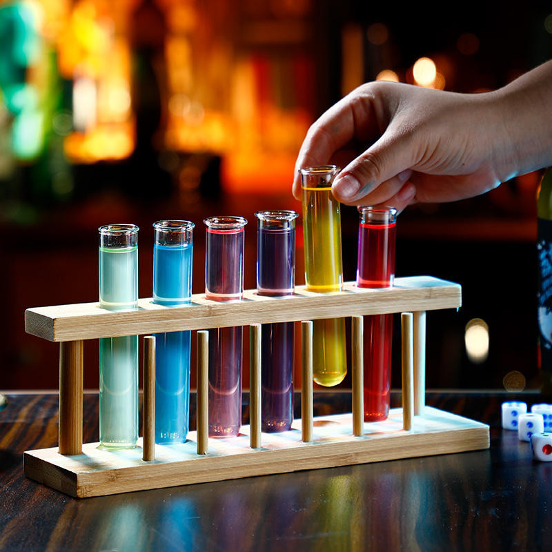Bar Wooden Test Tube Rack, Cocktail Glass For Commercial KTV Nightclub ...