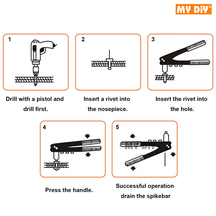 Anton 10" Hand Riveter Tool with 4pcs Nozzle Rivet Gun Hand Riveter ...