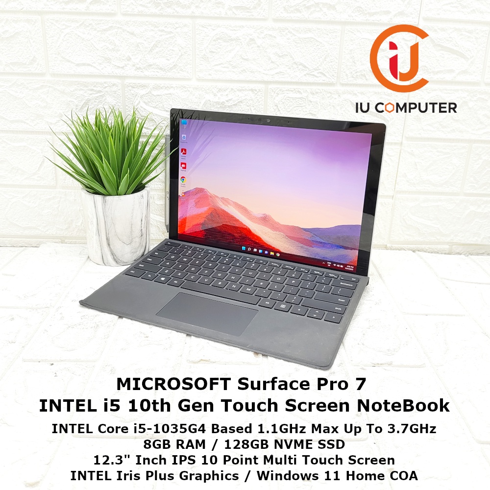 MICROSOFT SURFACE PRO 7 (MODEL 1866) INTEL CORE I5-1035G4 8GB RAM 128GB ...