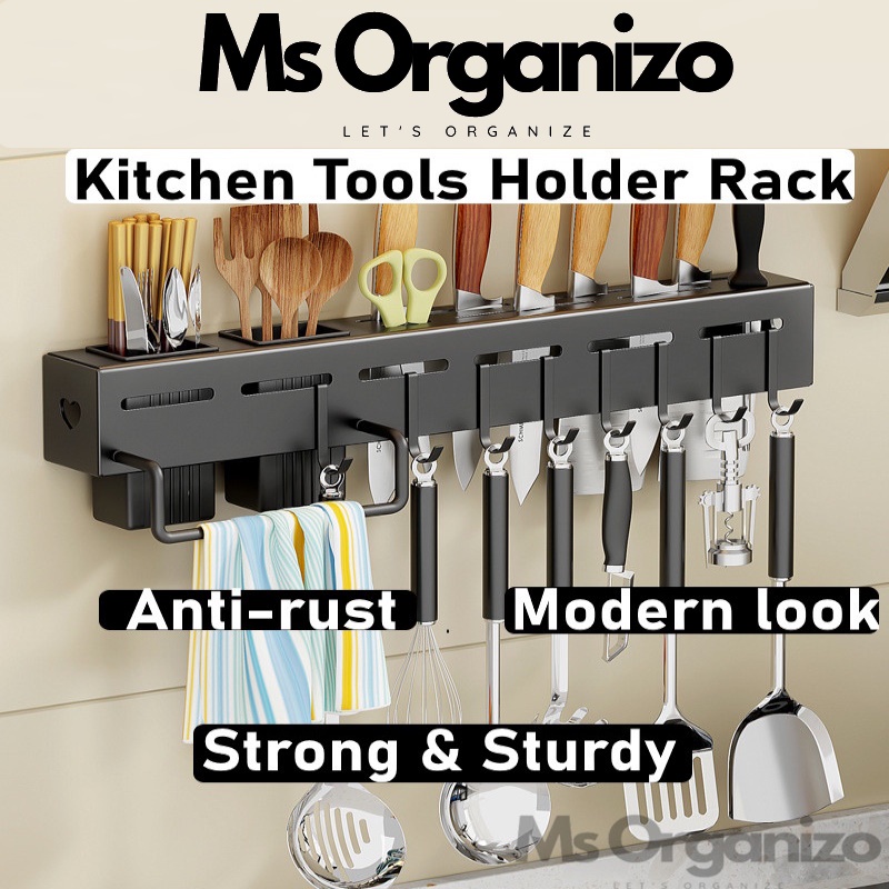 Multi-Functional Knife Rack Drill Kitchen Tools Holder Rak Pisau ...