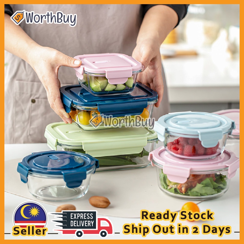 Worthbuy Borosilicate Glass Container Bekas Makanan Kaca Lunch Box ...