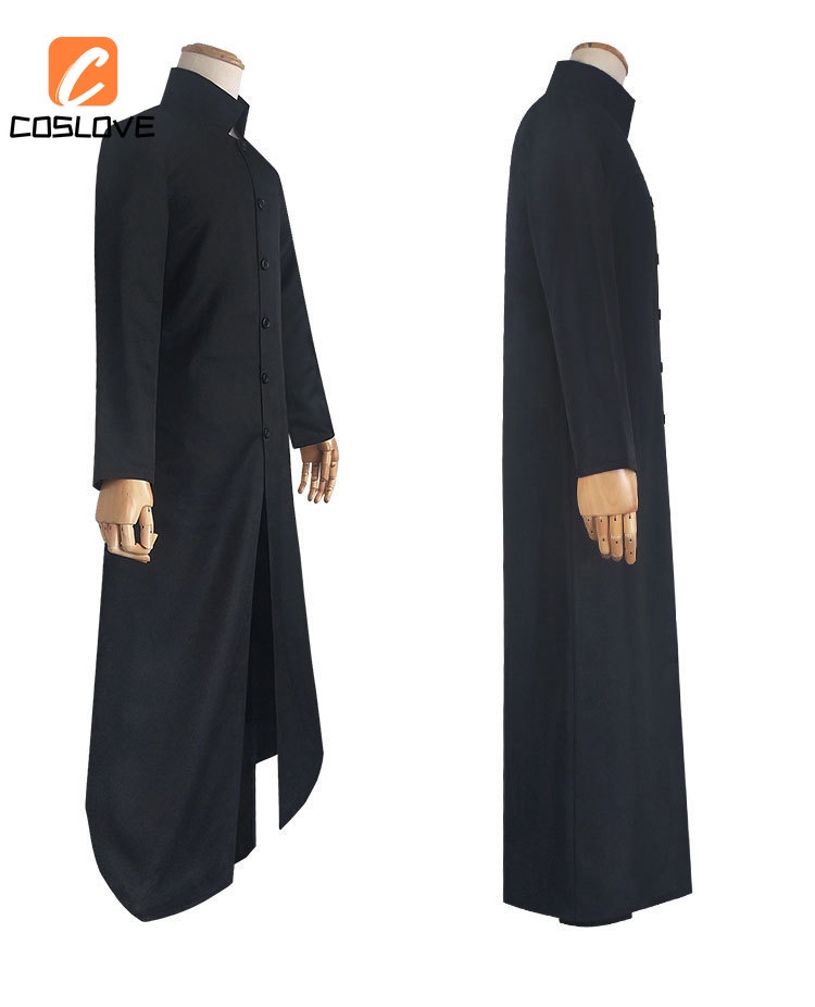 The Matrix Neo Cosplay Full Set Costume Black Color Long Cloak Suit For ...