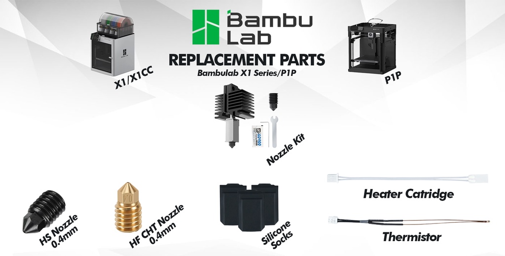 Bambu Lab Spare Parts for P1 X1 Series Heater Thermistor Silicone Sock ...