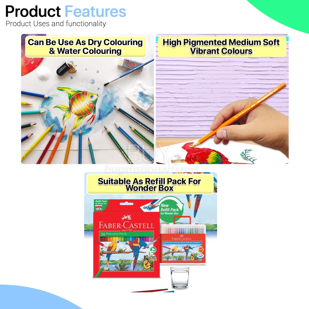 Faber Castell Parrot Watercolour Pencil Colour Set Refill Wonder Box ...