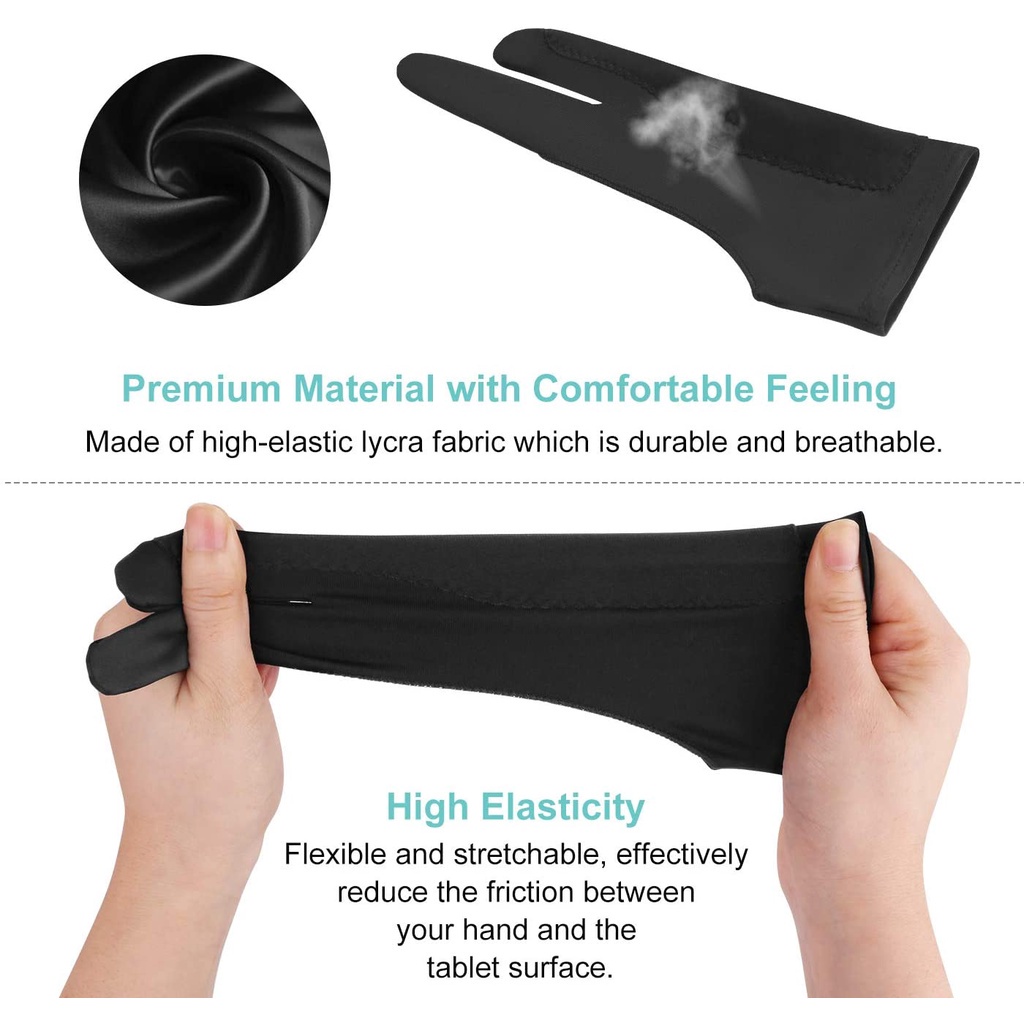 GOOJODOQ Palm Rejection Gloves with Two Fingers Drawing Glove for ...