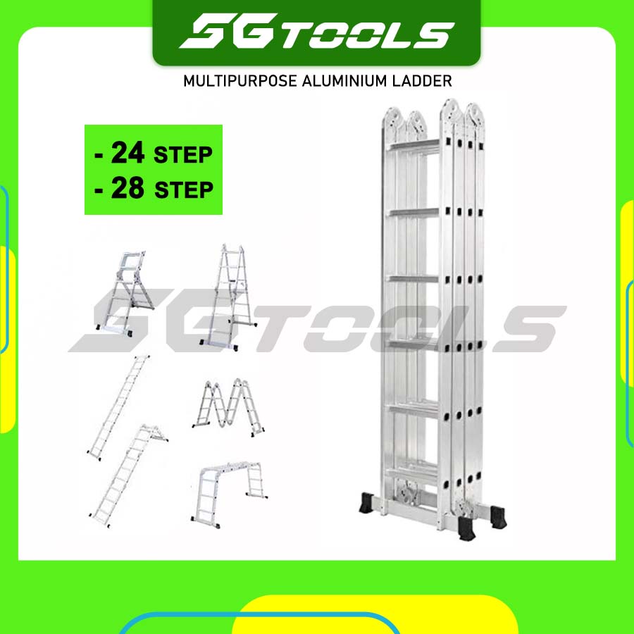 MULTIPURPOSE ALUMINIUM LADDER (HEAVY DUTY) 24/28 STEP/ FOLDING LADDER ...