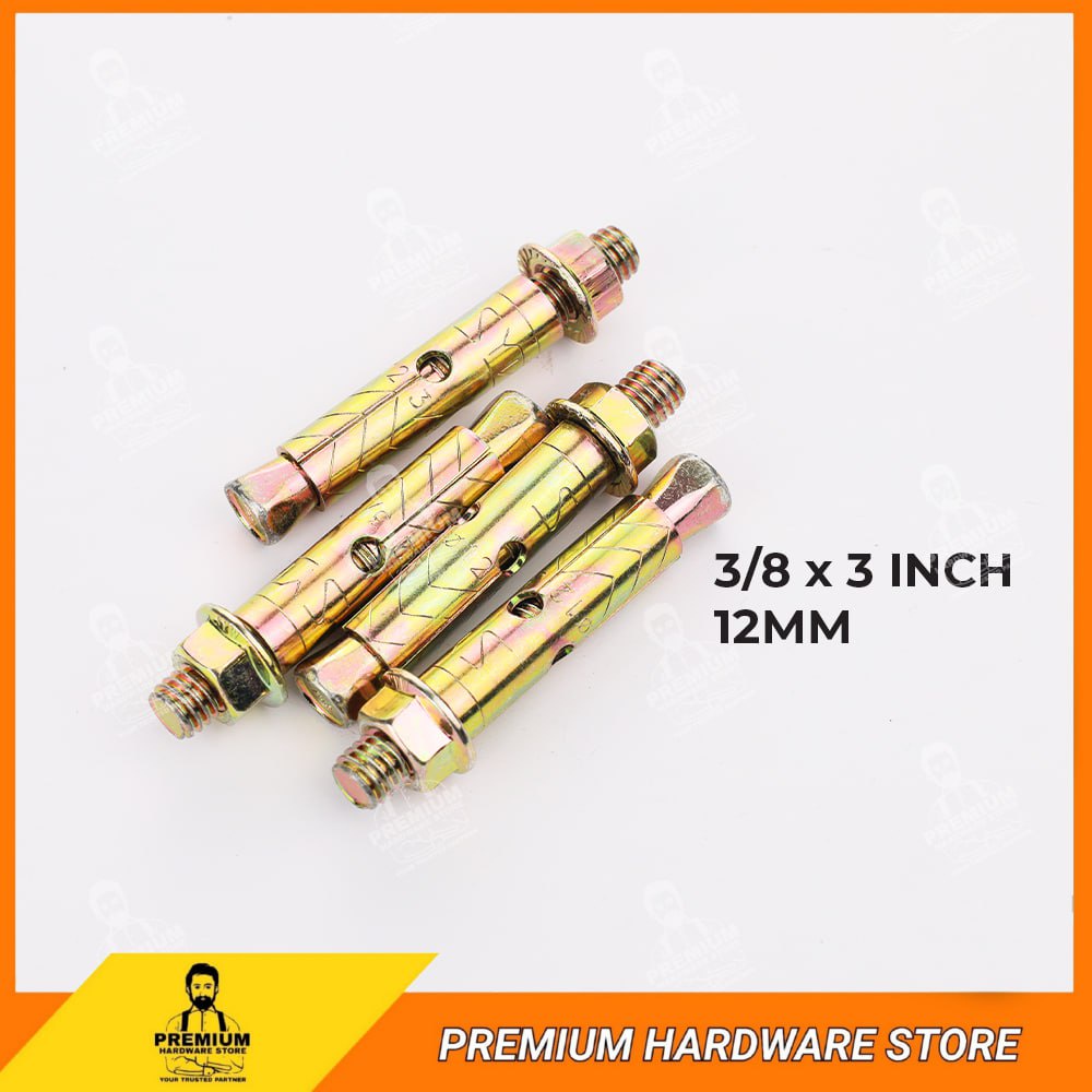 PREMIUM Sleeve Anchors 3/8 X 3 Inch 12MM (4 PCS) Metal Screw Wall Plug ...