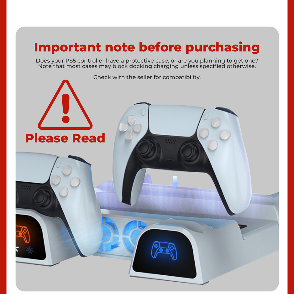 DOBE PS5 Multi Functional Cooling Stand Dual Charging Dock Disc Stand ...