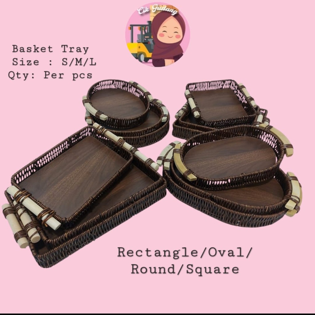 Basket Tray With Handle | Bujur Segi Empat Bulat | Bakul Raga Hantaran ...