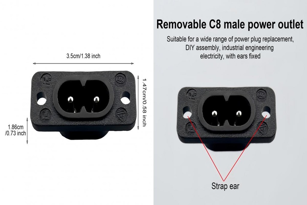Moon* Removable C8 Male Power Socket Flexible Power Socket Design 8 ...