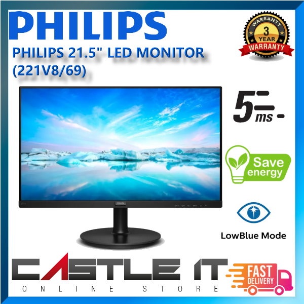Philips 221V8/69 Flat 21.5" Led 22inch 221V8 Monitor (VA-FHD-4MS-VGA ...