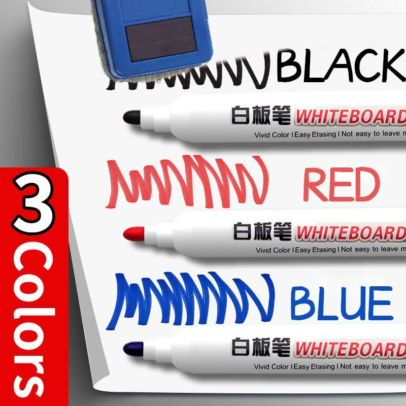 3 Colors Whiteboard Marker Pen / Dust-Free Liquid Chalk Pens / Red Blue ...