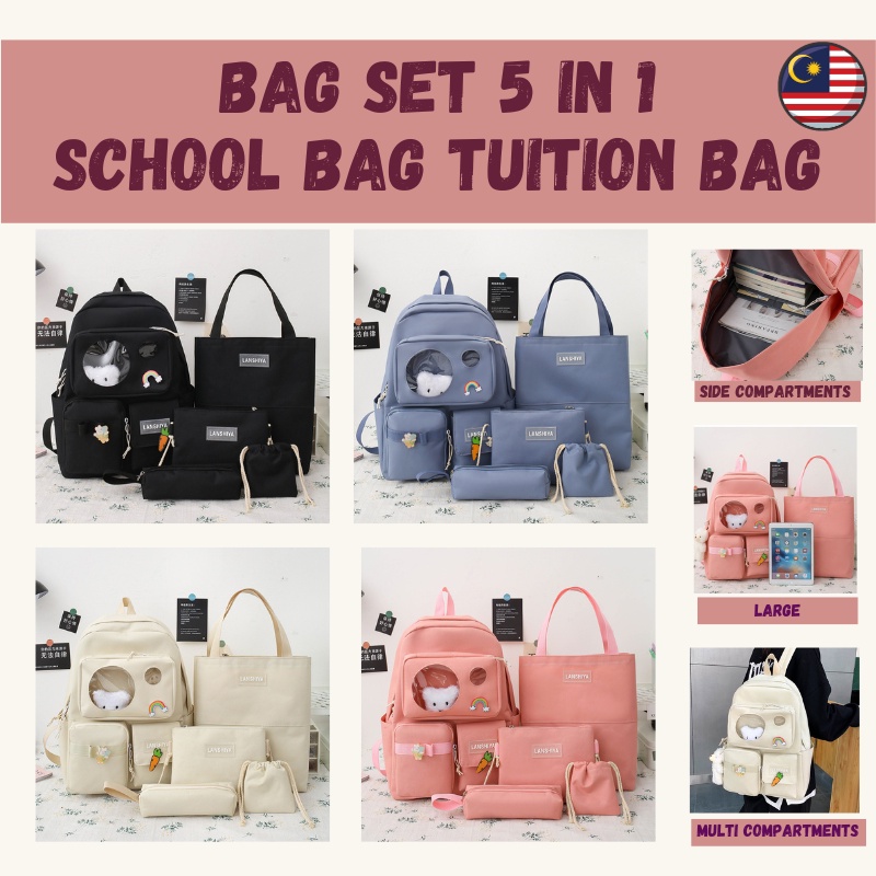 TonyaMall 5 in 1 Backpack Set Bag Set School Bag | Shopee Malaysia