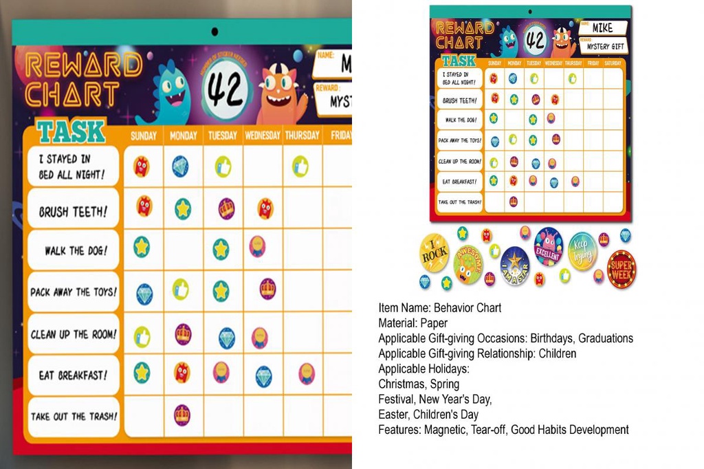 smiles| Good Habits Reward Chart Motivational Kids Behavior Reward ...