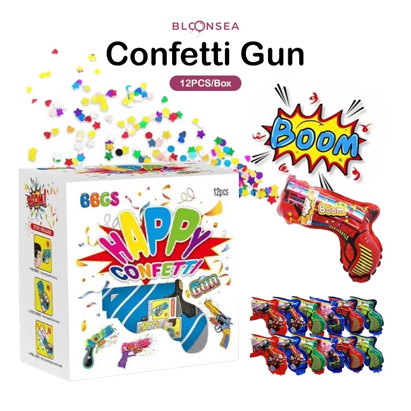 Happy Confetti Gun Party Popper Mini Guns Poppers Handheld Automatic ...