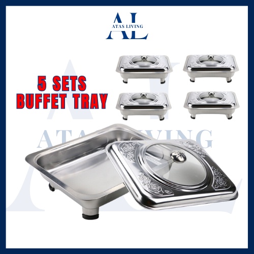 🔷ATAS🔷5 Set Buffet Tray Buffet Kenduri Buffet Pan Food Tray Bekas Lauk ...