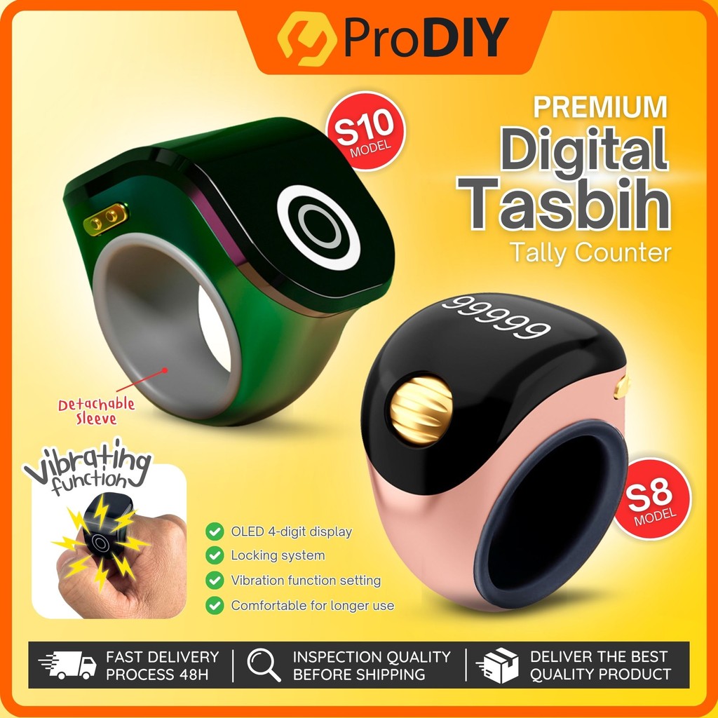 Digital Tasbih Tally Counter Zikir OLED Display S8 Roller / S10 Touch ...