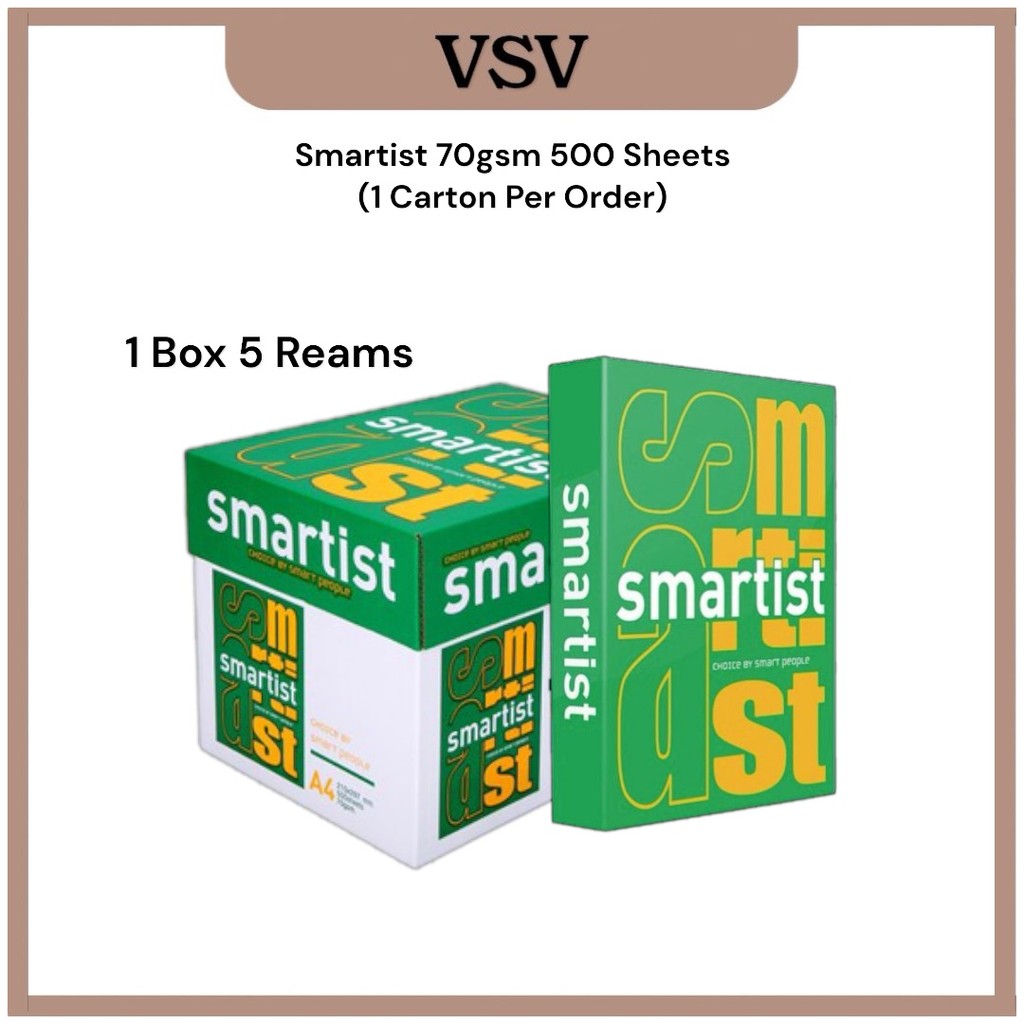 【A4 Paper 1 Box】Smartist 70gsm A4 Paper 5 x 500 sheets (Only Can Order ...