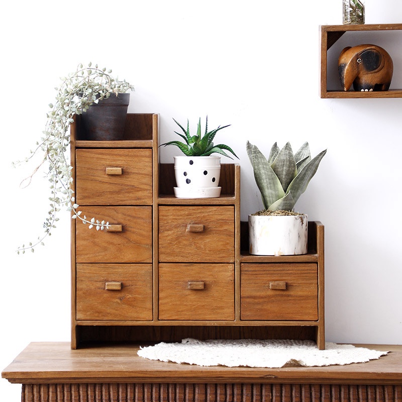 Wall-Mounted Teak Drawer Box Multi-Layer Wooden Storage Box Multi ...